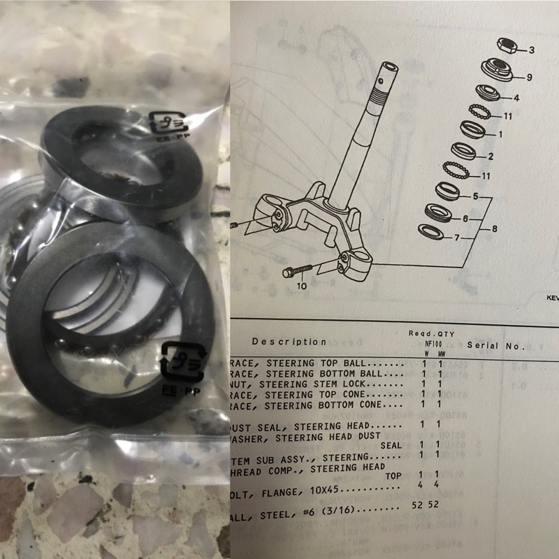 Honda Ex5/w125/w110/Rs150/Rfs150 steering cone assy steering stem ...