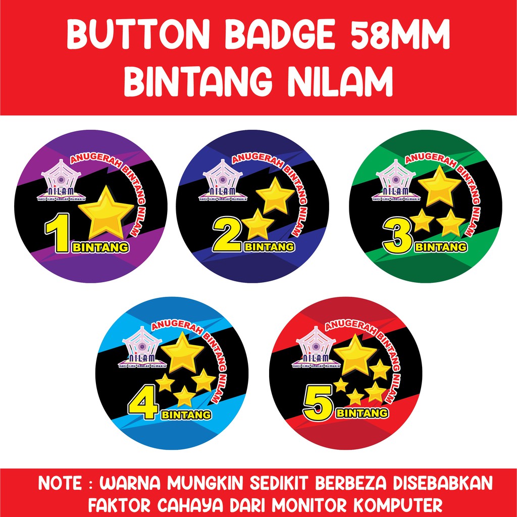 PRE-ORDER - BUTTON BADGE SAFETY PIN - BINTANG PROGRAM NILAM | Shopee ...