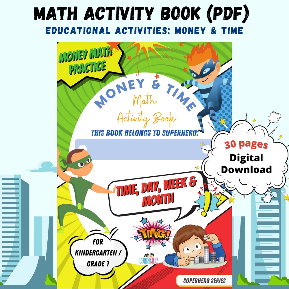Kindergarten Preschool Math | Money & Time Activity Book | Buku Latihan ...