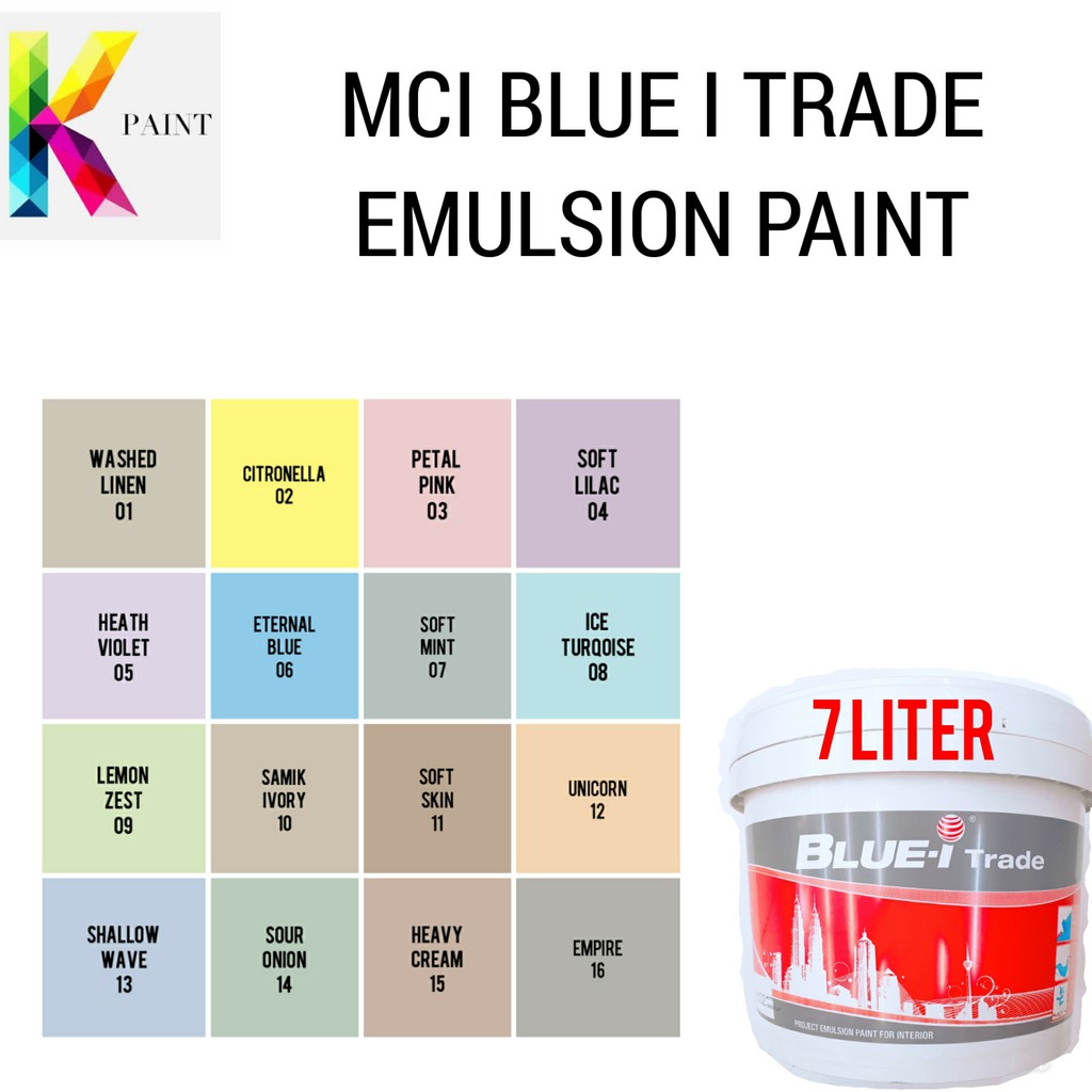 7 Liter MCI BLUE I TRADE Emulsion Paints for Ceiling Wall Cat Dinding ...