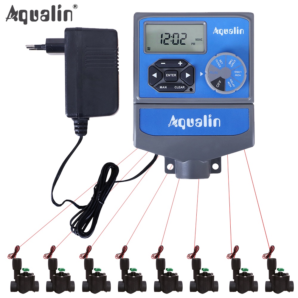 Aqualin 8 Stations Garden Automatic Irrigation AC 230V Input Controller ...