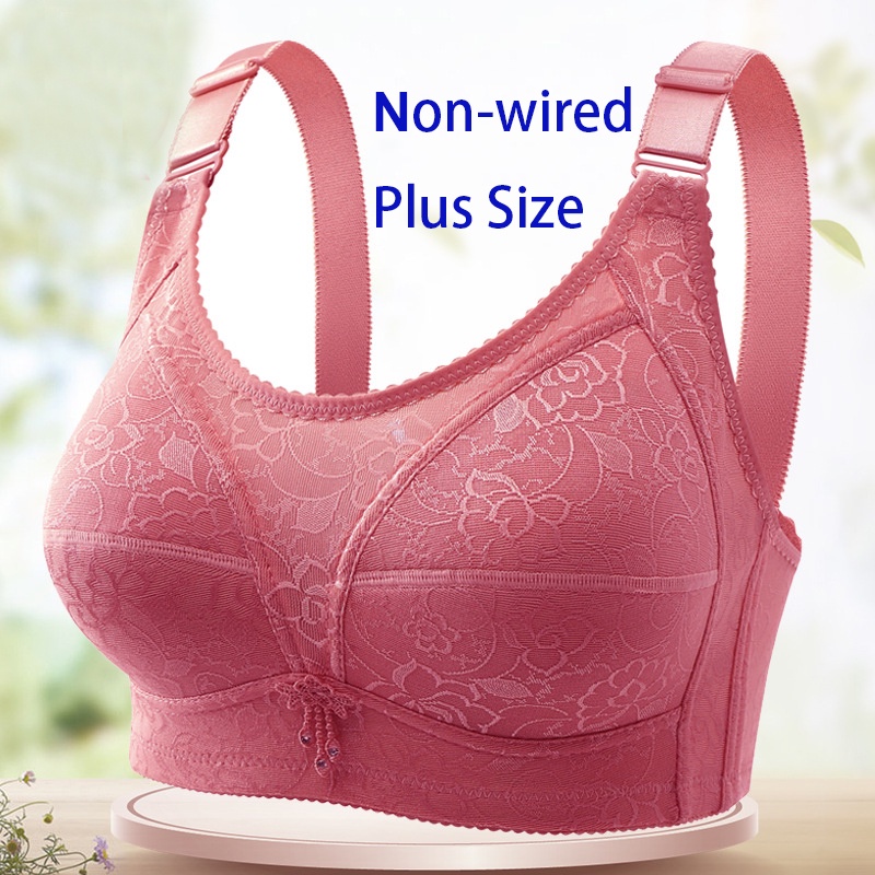 Size 38BC--48CD Plus Size Non-wired Full Cup Bra Wireless Push Up Lace ...