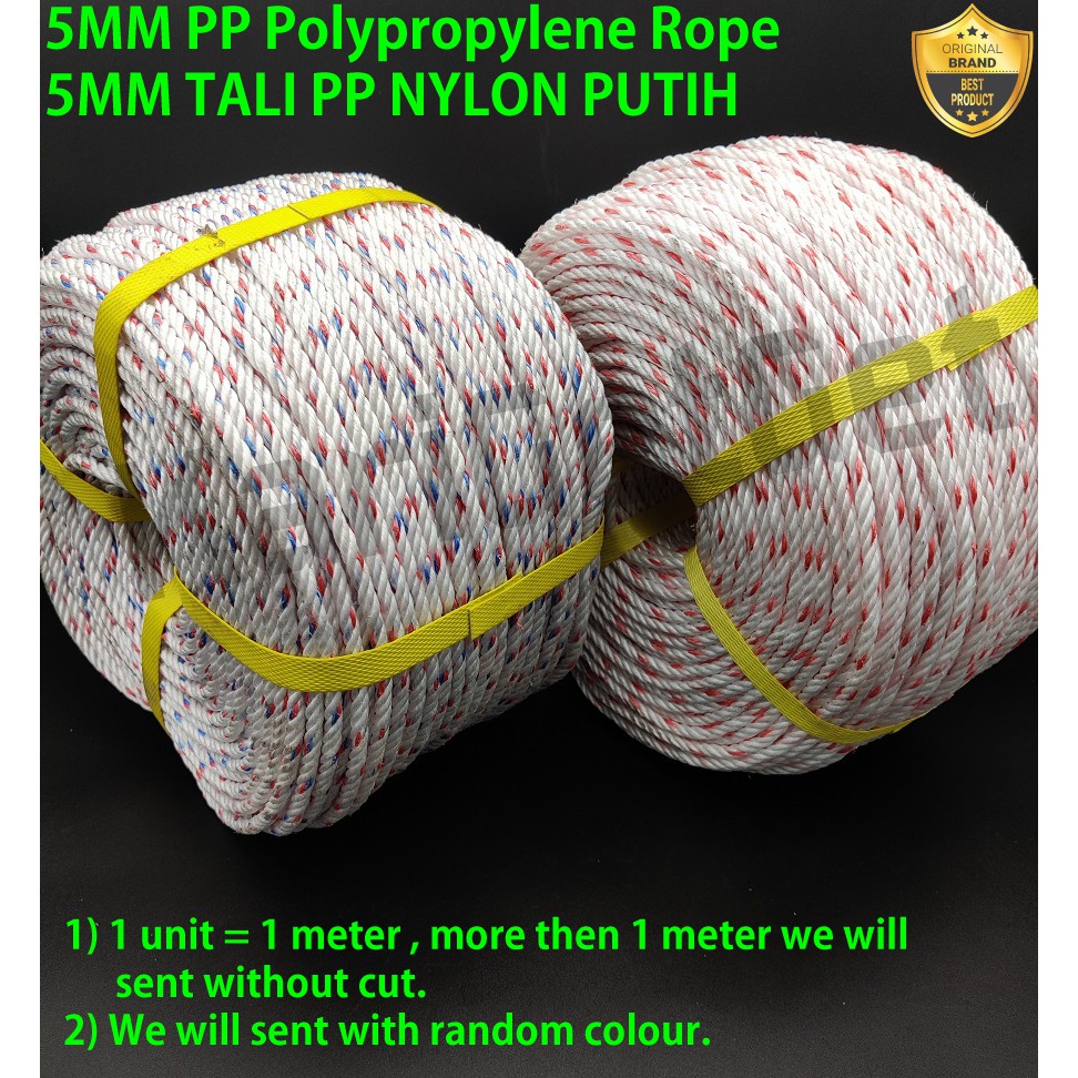 HIGH QUALITY 5MM (1 METER) PP POLYPROPYLENE ROPE / TALI PP NYLON PUTIH ...