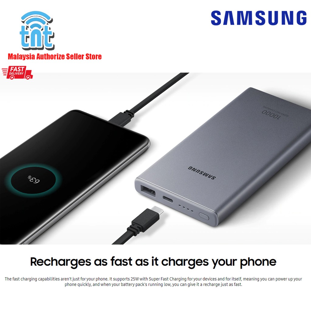 SAMSUNG POWER BANK 25W BATTERY PACK 10,000MAH WITH CABLE TYPE C TO TYPE ...