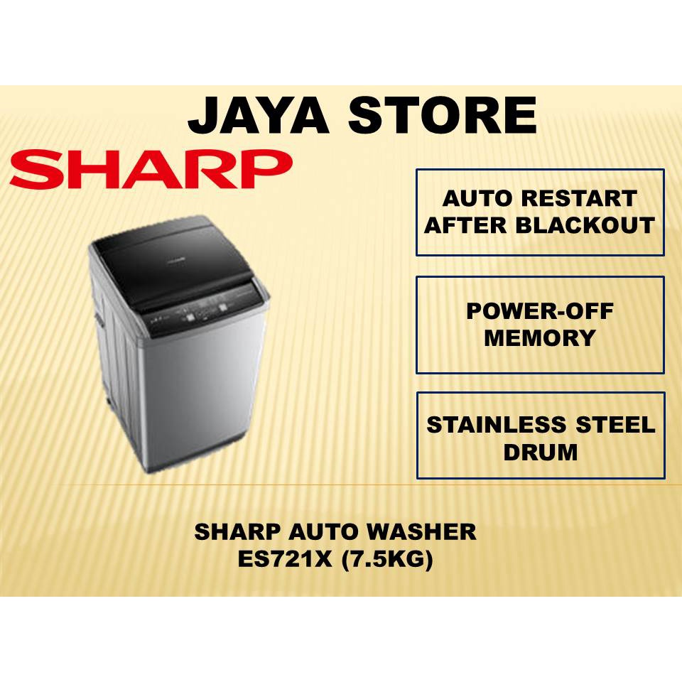 Sharp 7.5Kg Fully Auto Washing Machine ES721X | Shopee Malaysia