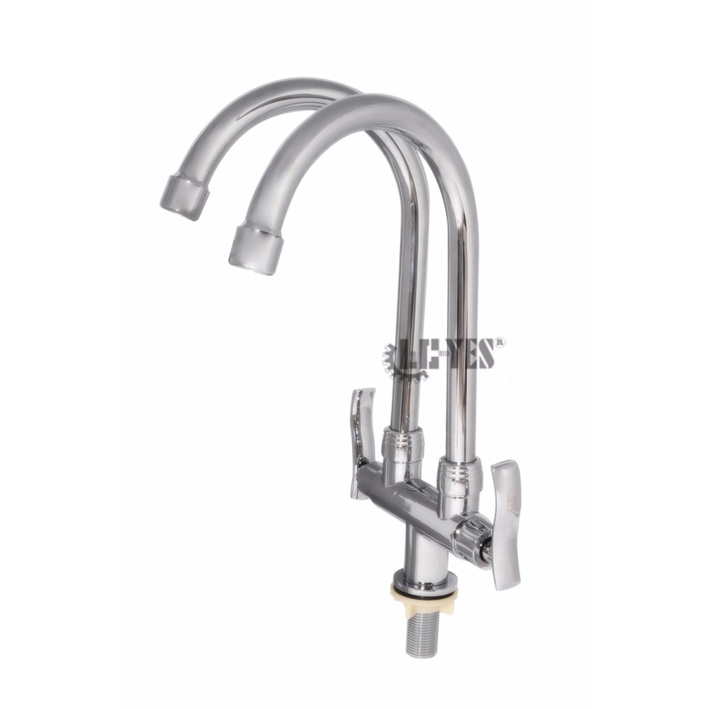 YES+PLUS High Quality Pillar Mounted Double Twin Kitchen Sink Water Tap ...
