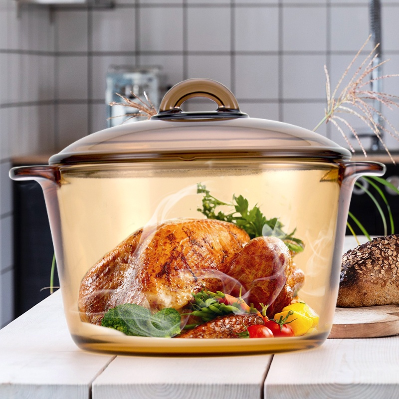 (GSF)Square Tempered Amber Glass Casserole 2.5LT☆☆Not Suitable For ...