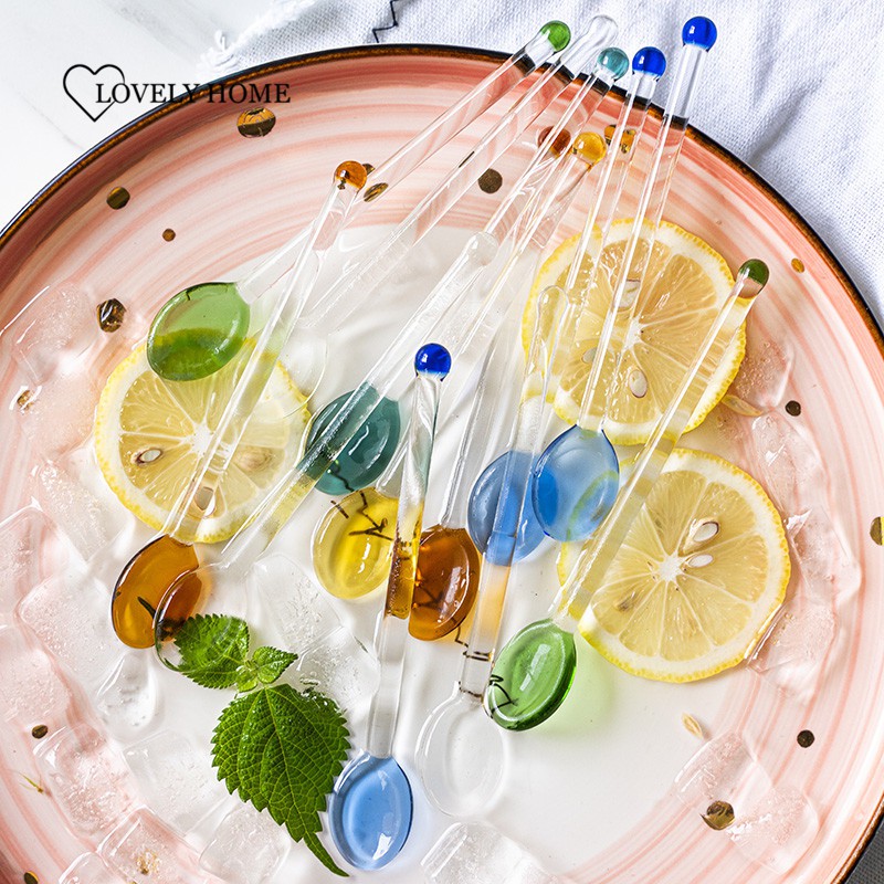 Colored Glass Teaspoons Crystal Clear Petite Teaspoons Coffee Mixing ...