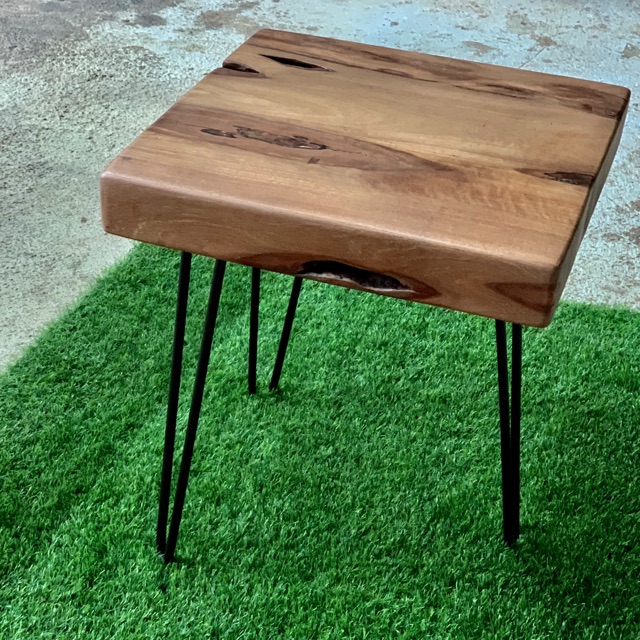 Side Table-Natural wood slab side table is unique and varies by growth ...