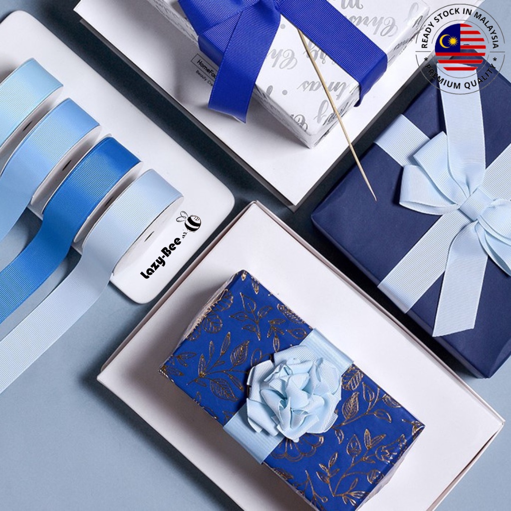 LAZY BEE 5 meter Light Blue Mist Aqua Tropic Grosgrain Ribbon Reben ...