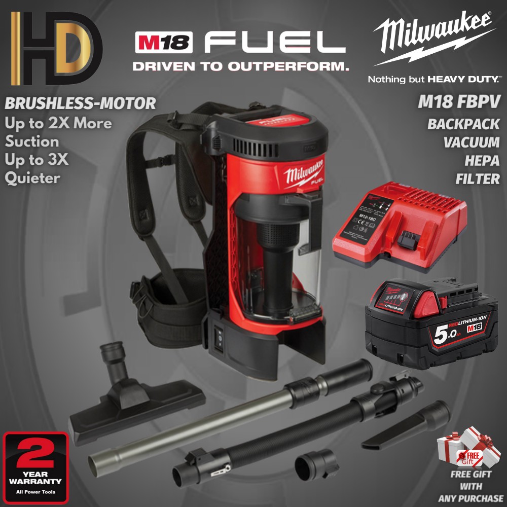 Milwaukee M18 FBPV Fuel Backpack Vacuum With HEPA Filter / Brushless ...