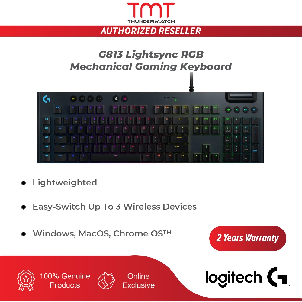 Logitech G813 USB Lightsync RGB Mechanical Wired Gaming Keyboard ...