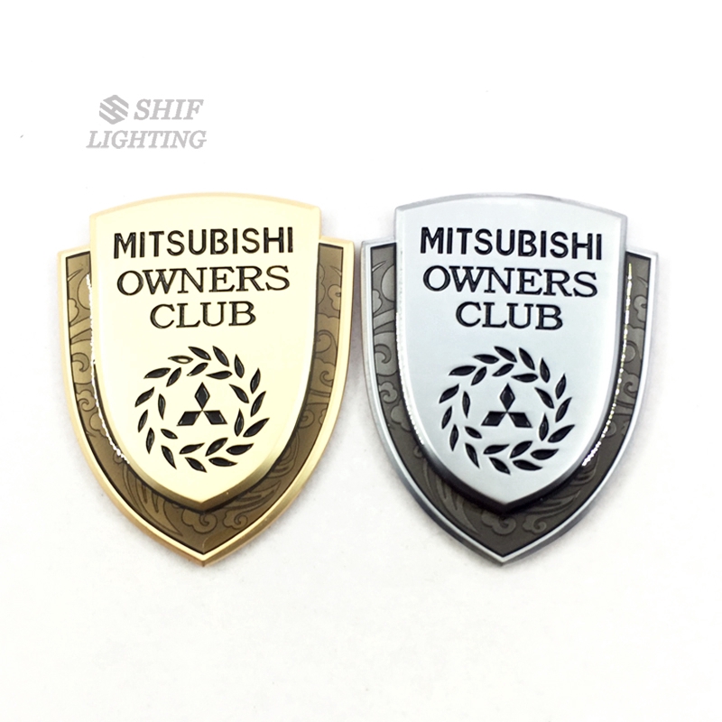 1 x Metal Gold MITSUBISHI OWNERS Club Logo Car Auto Decorative Emblem ...