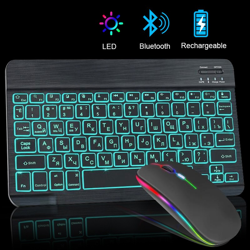 Mini RGB Wireless Keyboard And Mouse Set Combo Bluetooth Keyboard Mouse ...