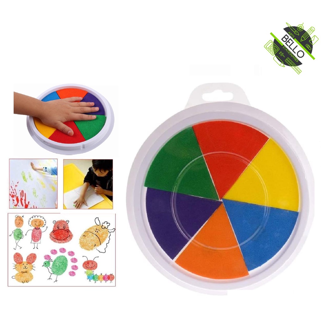 Children DIY Ink Stamp Pad Finger Painting 6 color ( Round ) | Shopee ...