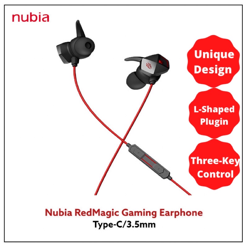 Nubia RedMagic Gaming Earphone Type-C/3.5mm Earphone Nubia Headset For ...