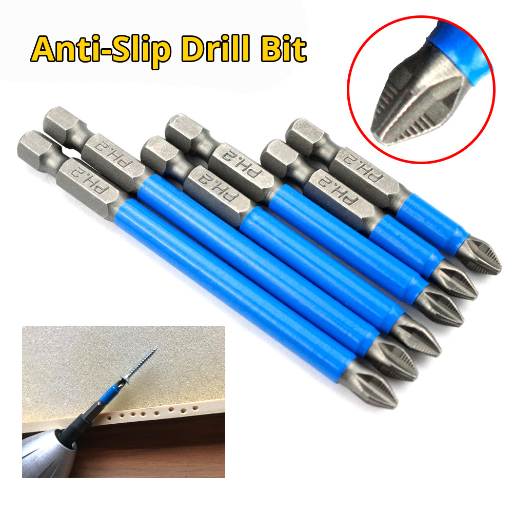 7Pcs Screwdriver Bit Set, Magnetic Anti-Slip Screwdriver Drill Bit, PH2 Standard Phillips Bits ...