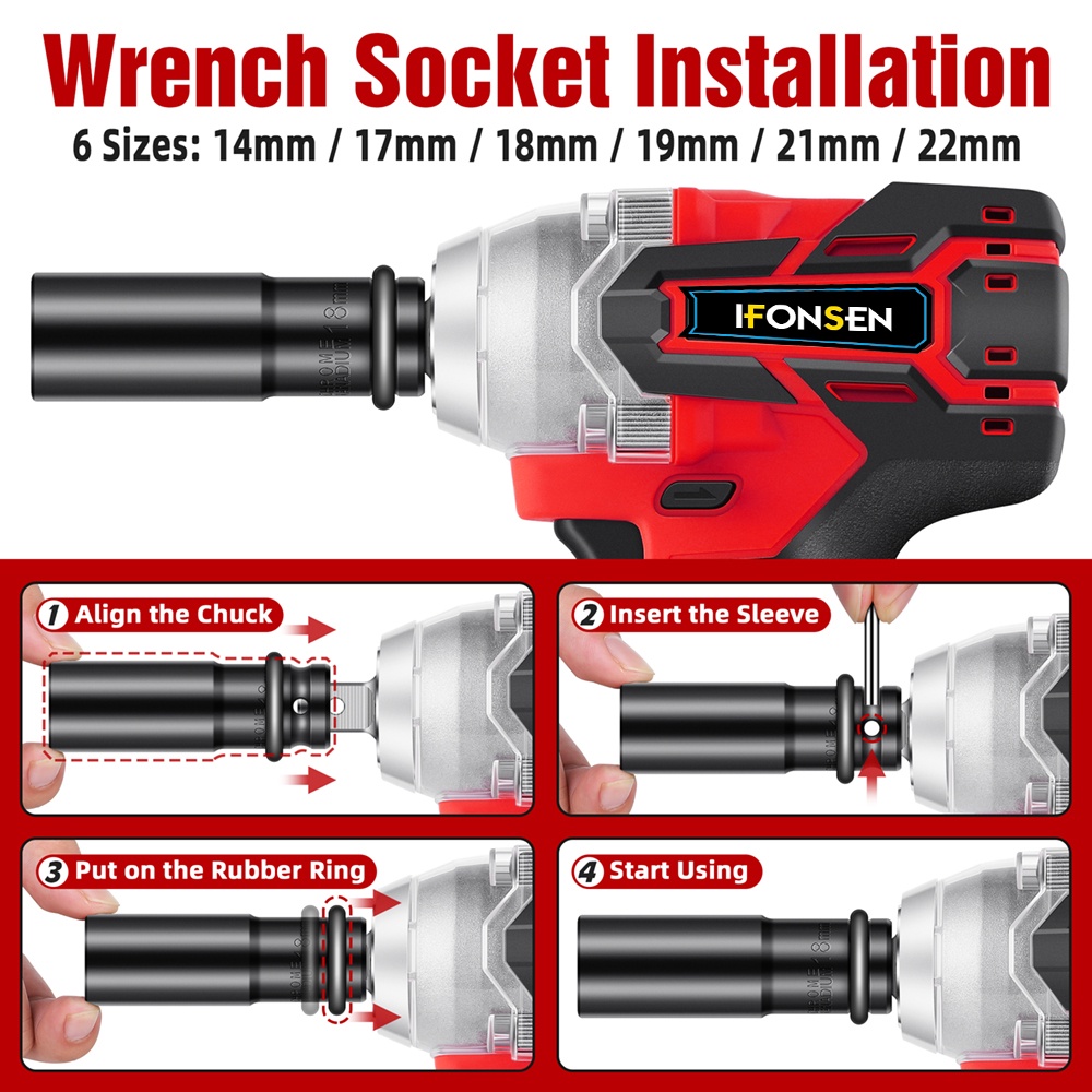 1688VF 880N.M Brushless Impact Wrench 1/2"1/4" Cordless Wrench Impact Driver 3in1 Rechargeable ...