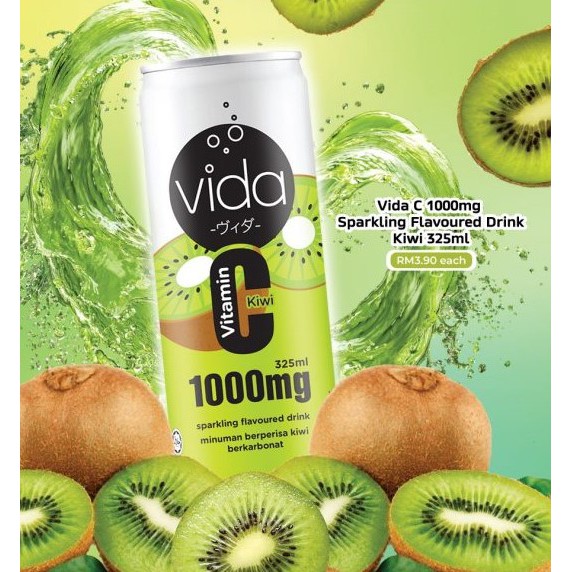 VIDA Vitamin C Sparkling Drink Kiwi 325ml | Shopee Malaysia