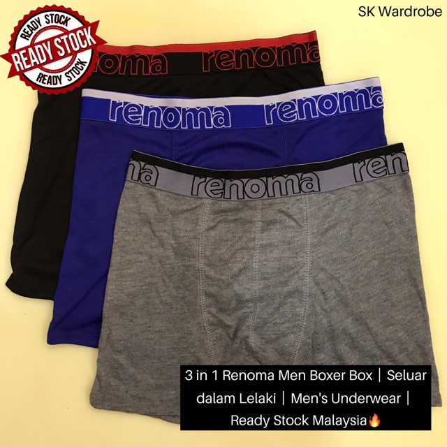 seluar dalam 3 in 1 Renoma Men Boxer Box｜Seluar dalam Lelaki｜Men's ...