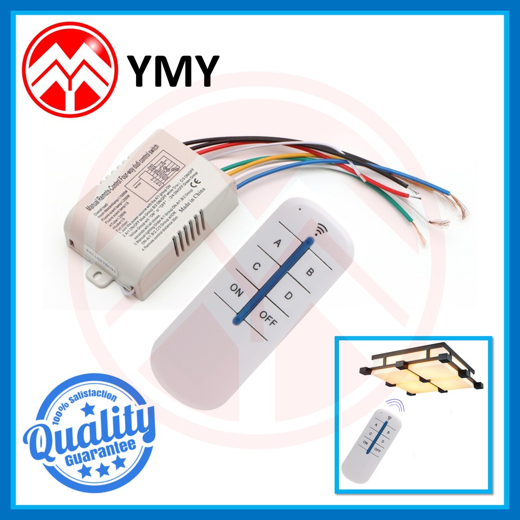 AC 240V 4 Channel Wireless ON/OFF Lighting Lamp Remote Control Switch ...