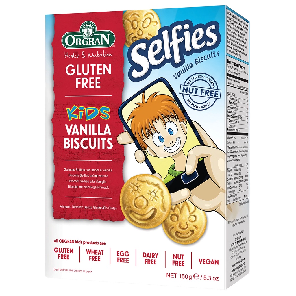 ORGRAN Kids Cookies Gluten Free Outback Animals Choco/Vanilla/Selfies ...