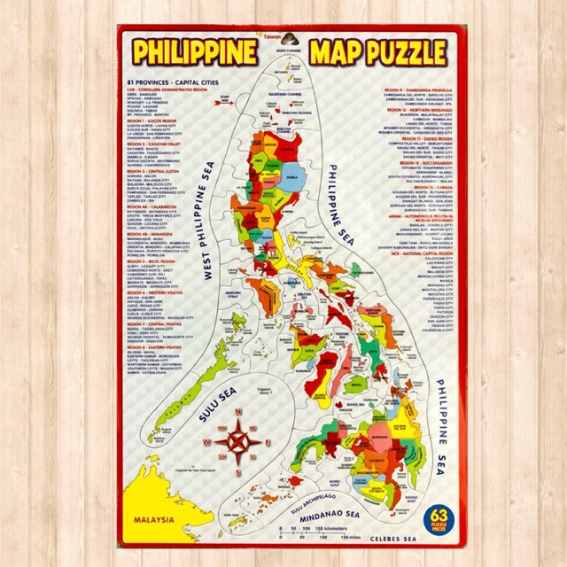 Philippine Map Puzzle - Large Thick Cardboard - Alternative Montessori ...