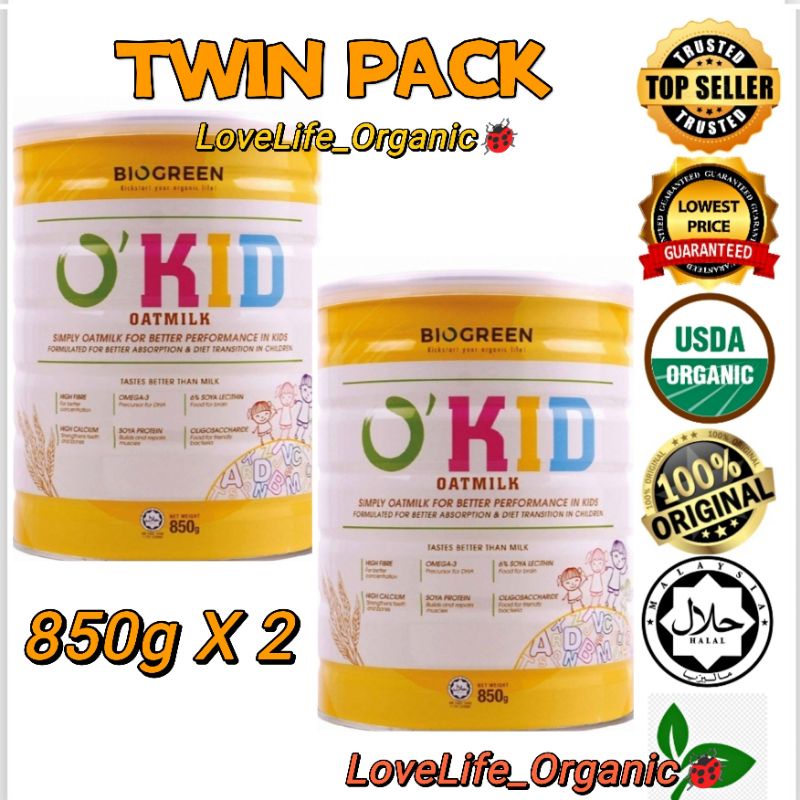 BIOGREEN TWIN PACK O'KID OATMILK 850G X2 EXP:12/2026 | Shopee Malaysia
