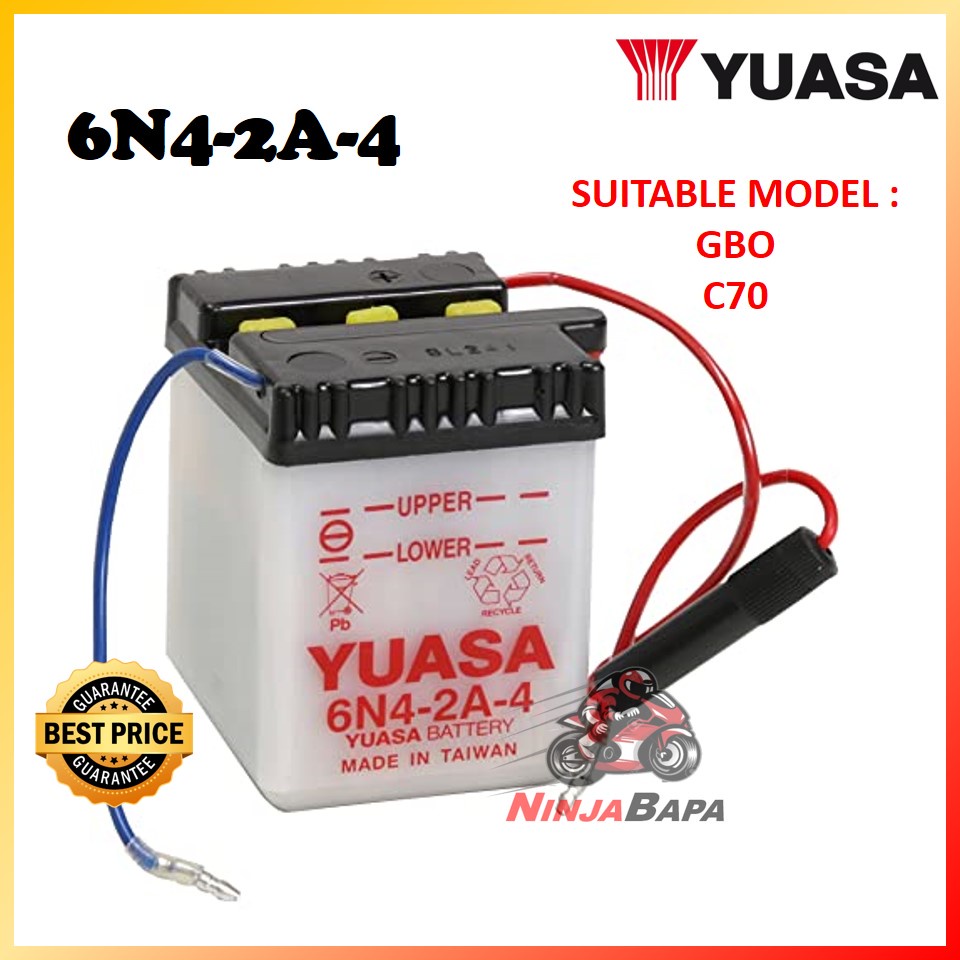 6N4-2A-4 BATTERY BASAH / BATERI MOTOR - HONDA GBO-C70/XL125 YAMAHA Y70 ...