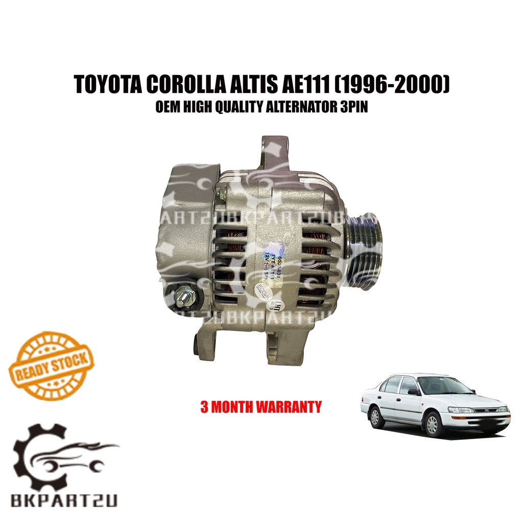 TOYOTA COROLLA ALTIS AE111 (1996-2000) ALTERNATOR 3PIN 5PK MADE BY OEM ...