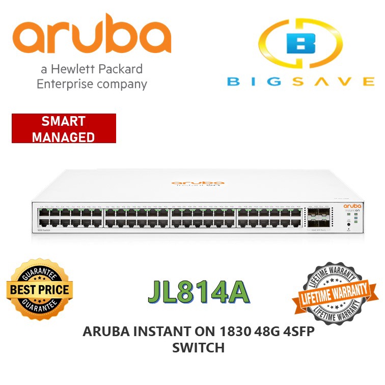 ARUBA JL814A INSTANT ON 1830 48G 4SFP, ENTRY LEVEL SMART MANAGED SWITCH ...