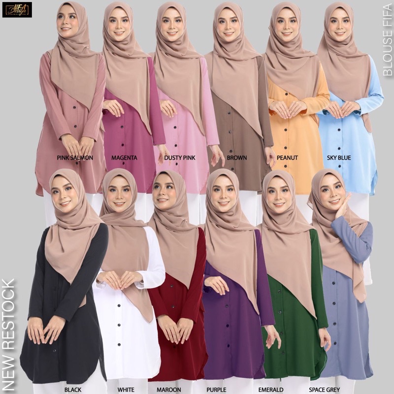 Blouse Labuh Muslimah Butang Fifa | Shopee Malaysia