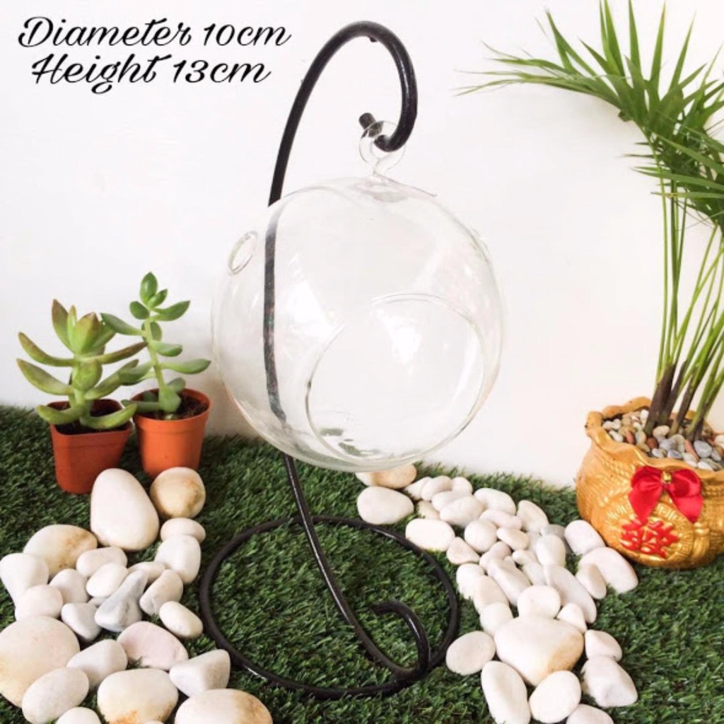 Terrarium Hanging Round Transparent Glass Pot Pasu Kaca 圆形垂挂式透明玻璃瓶子 ...