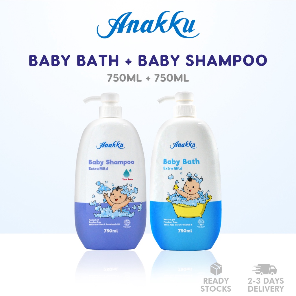 ANAKKU Baby Bath + Baby Shampoo (750ml x 2) Sabun Mandian + Syampu Bayi ...