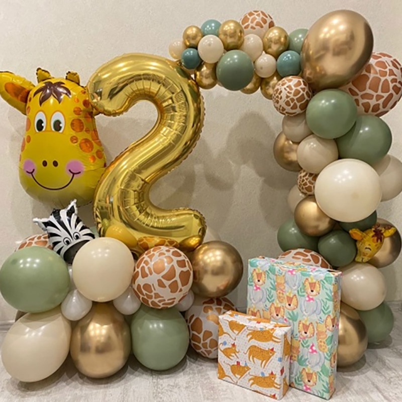 65pcs/set Kids Safari Theme Party Balloon Garland Kit Deer Zebra 40inch ...