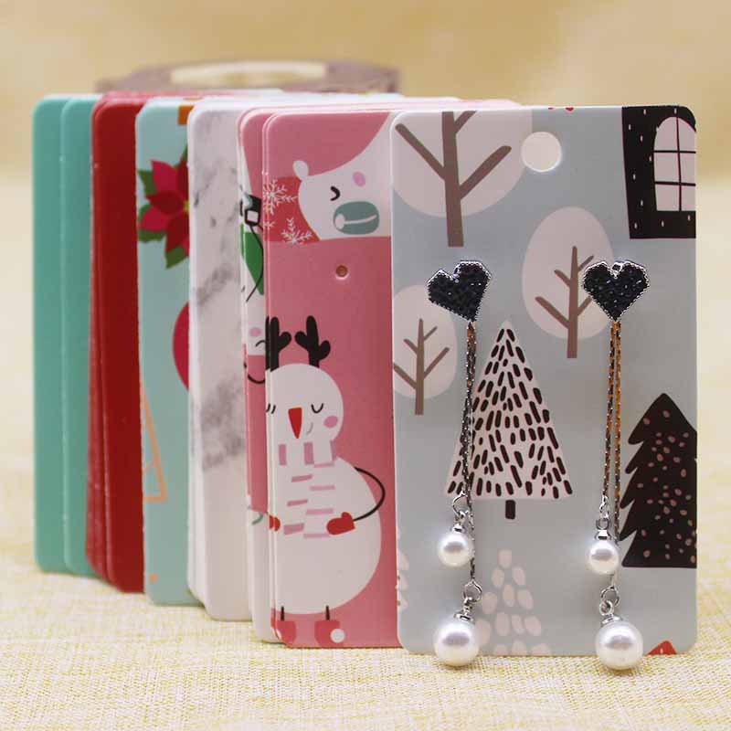 50Pcs Printed dangling earring package Card 5*9cm marbling christmas ...
