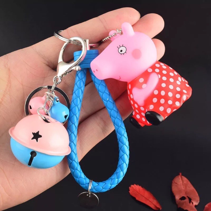 Peppa Pig George Pig Mummy Pig Daddy Pig c/w Bell Keychain | Shopee ...