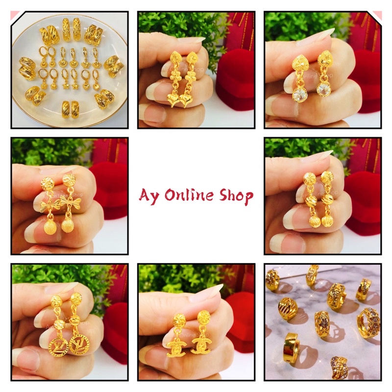 Subang Emas Korea Subang Bangkok Subang Earrings Gold Plated (1 Pasang ...