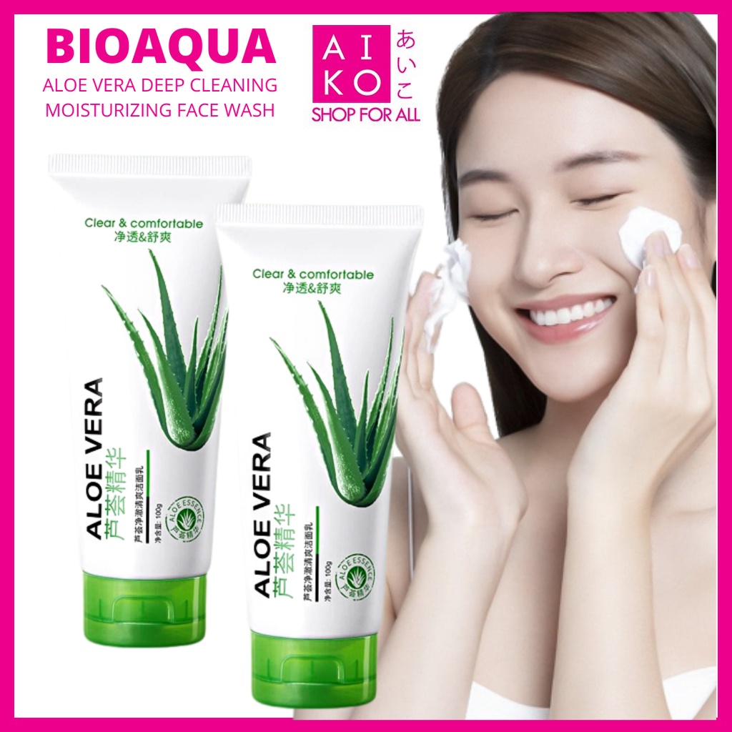 (AIKO) BIOAQUA ALOE VERA DEEP CLEANING MOISTURIZING FACE WASH / FACE CLEANSER 100G | Shopee Malaysia