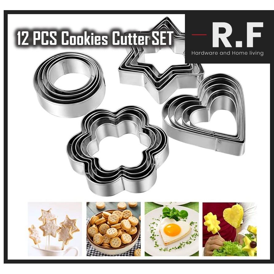 12 Pcs STAINLESS STEEL Cookie Cutter, Small Geometric Shapes Cookie ...