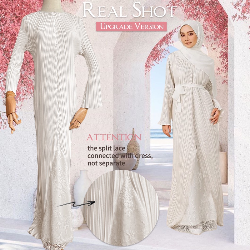 👗👗Muslimah Moden Pleated Ironless Jubah Long Dress Abaya Pleated Jubah ...