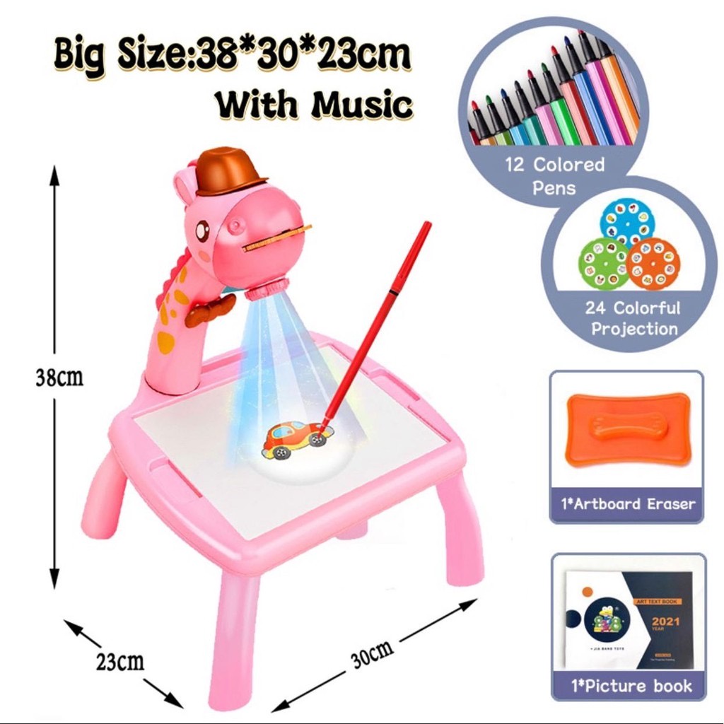 Kids Musical Projector Drawing Table (38CM x 30CM) Baby Art Learning ...