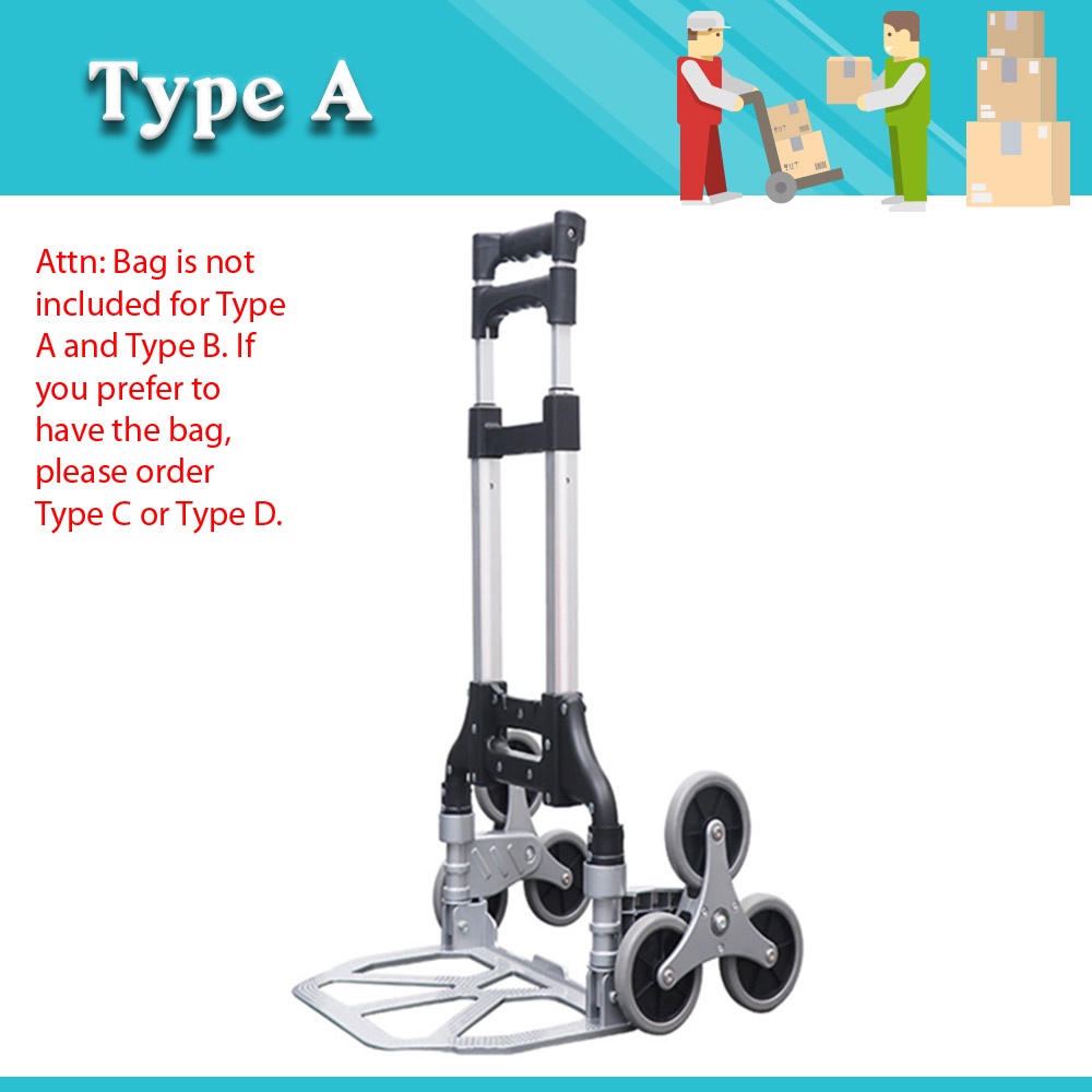 Borong365 Heavy Duty Folding Hand Truck Stair Climbing Tri-Wheel ...