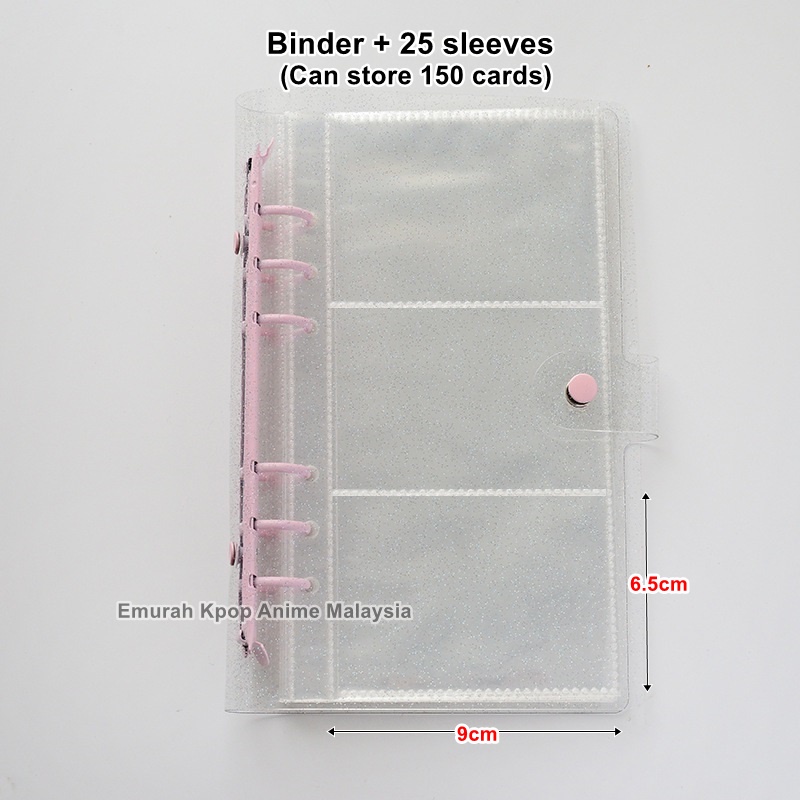 A5 200 POCKETS COLOR RING 2R 3R GLITTER SLEEVE Photocard binder Card ...