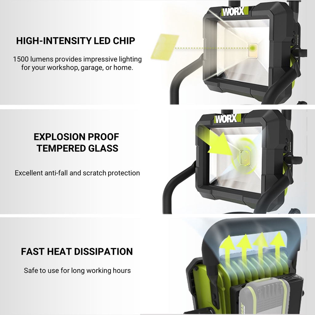 WORX WU026.9 20V Cordless LED Worksite Light / Jobsite Light - Tools ...