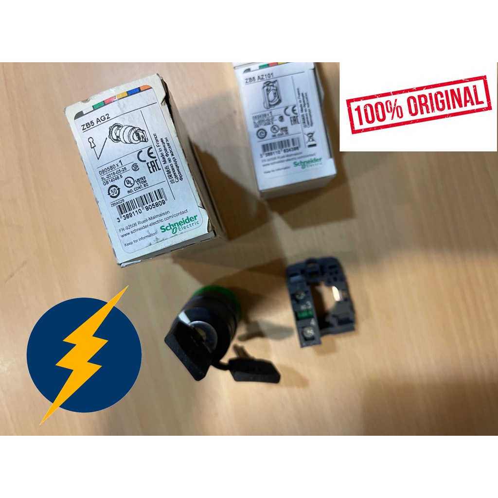 SCHNEIDER XB5AG21 ( ZB5AG2 + ZB5AZ101 ) Key switch selector, plastic ...