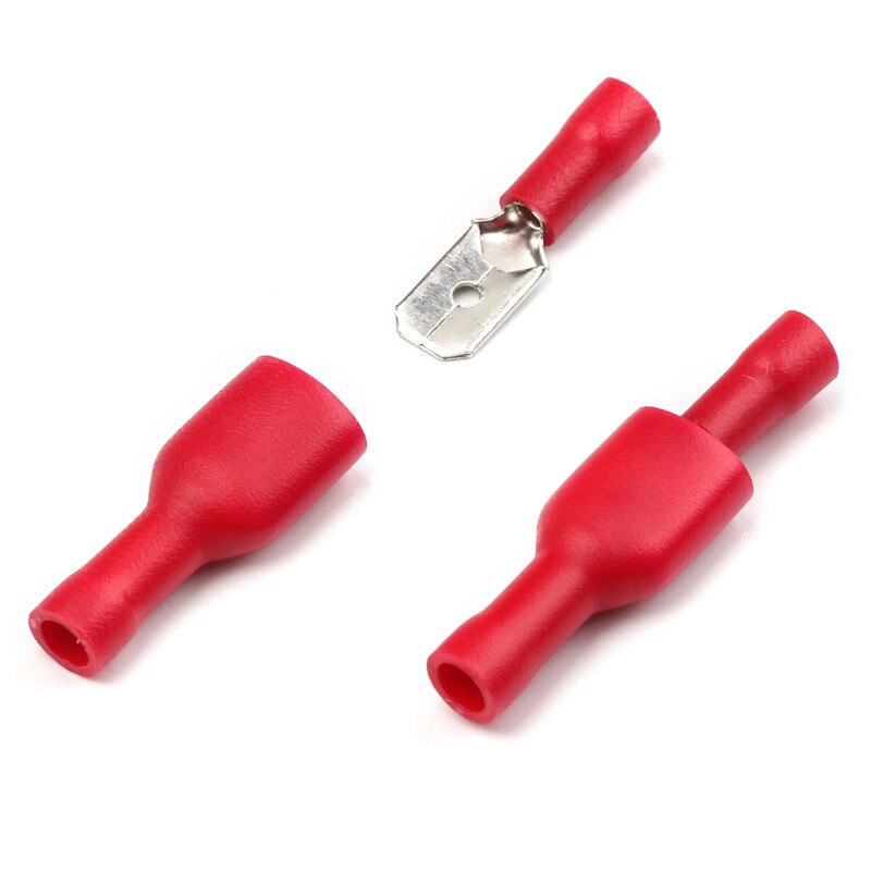 100pcs Red Female + Male Spade Insulated Electrical Crimp Terminal ...