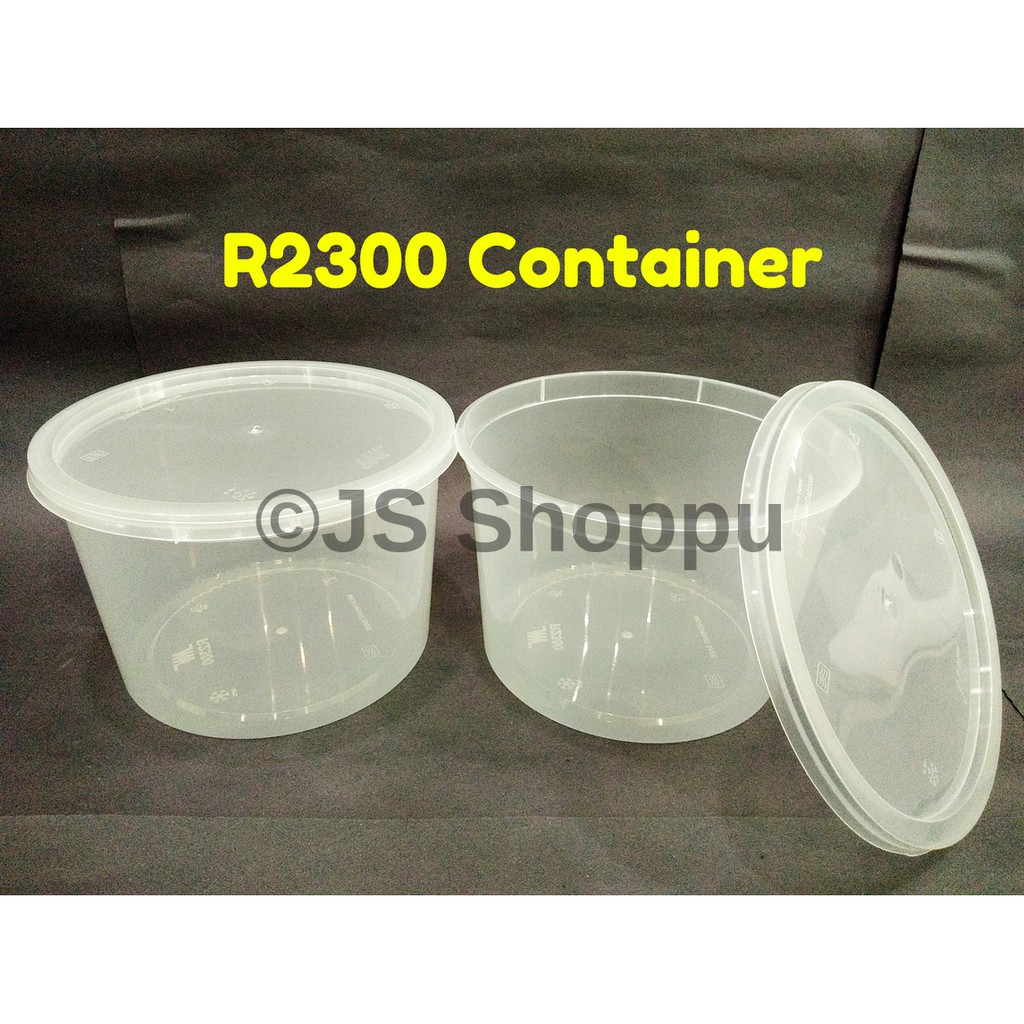 R2300 (2300ml) Round Disposable Plastic Food Container (25pcs±) / Bekas ...