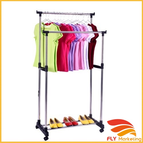 Stainless Steel Single/Double Pole Cloth Hanger And Organizer Garment ...