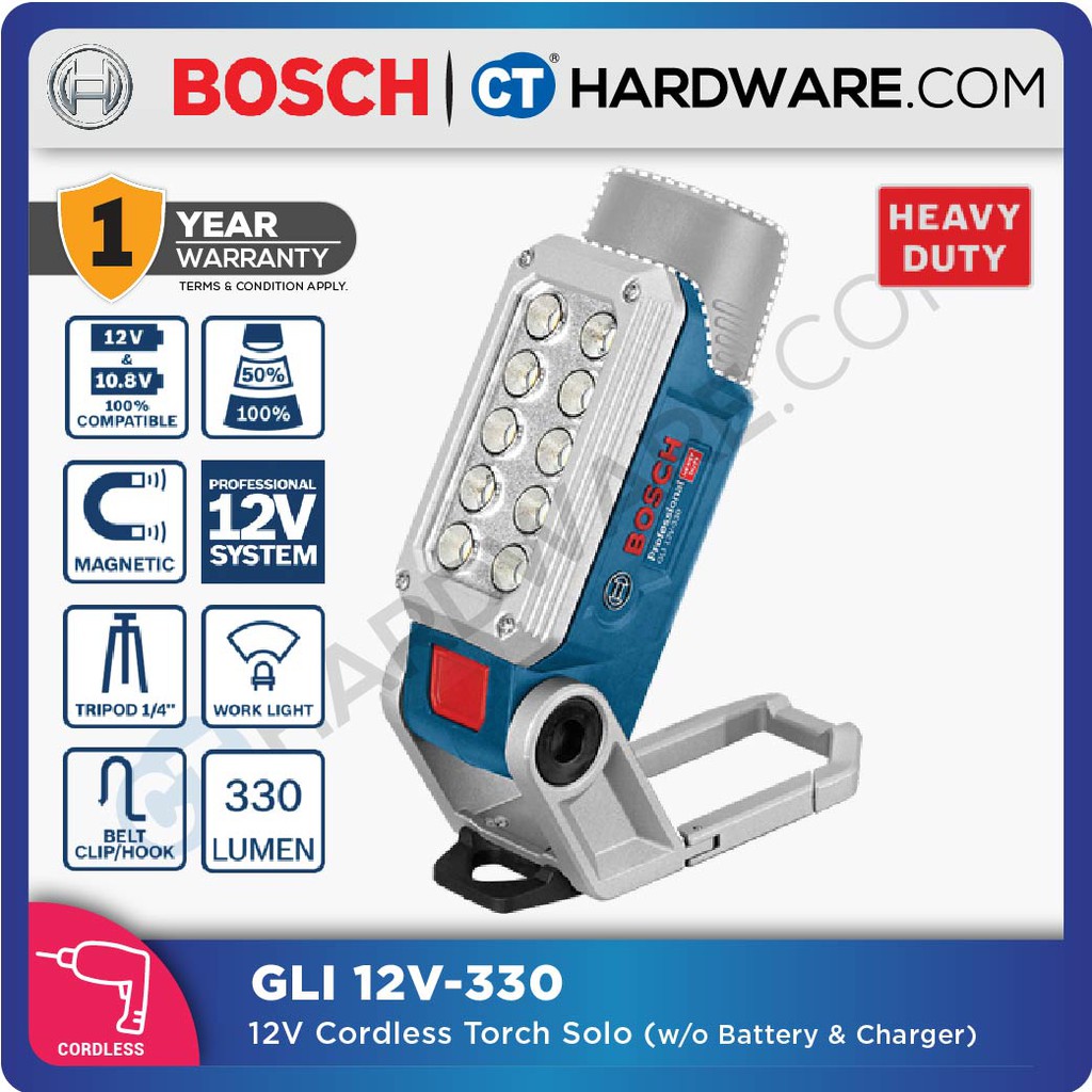 BOSCH GLI 12V-330 SOLO PROFESSIONAL CORDLESS TORCH WITHOUT BATTERY ...